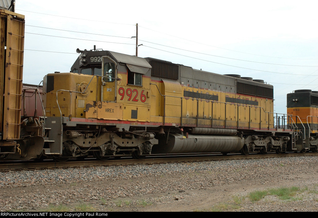 NREX 9926, EMD SD40-2, ex UPRR, westbound on the BNSF